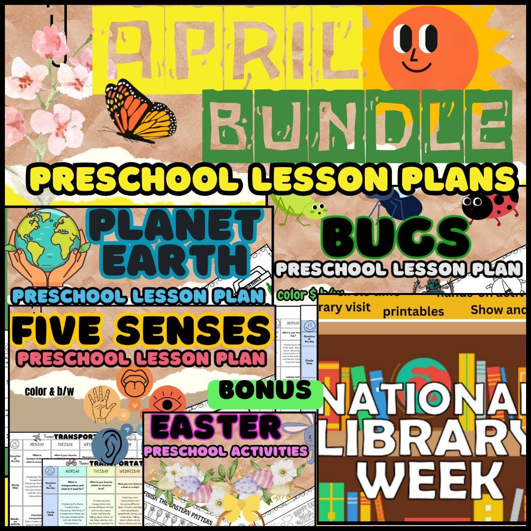 April Preschool Lesson Plans Bundle – Earth Week, Bugs, Easter (PDF) - Etsy