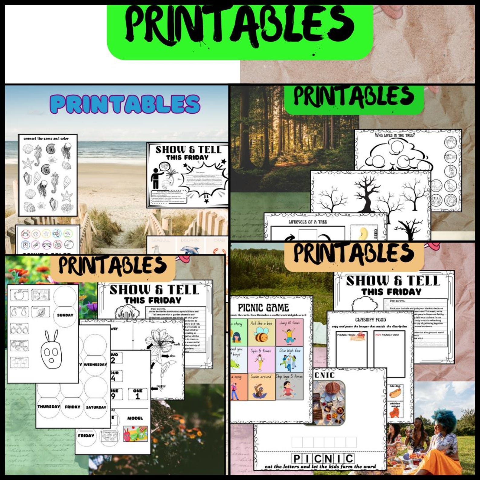 JULY BUNDLE Preschool Lesson Plans- Beach, Picnic, Forest, Garden ...