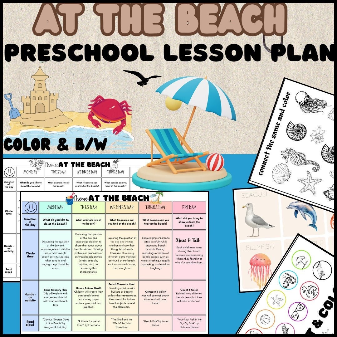 AT THE BEACH Preschool Weekly Lesson Plan - Etsy