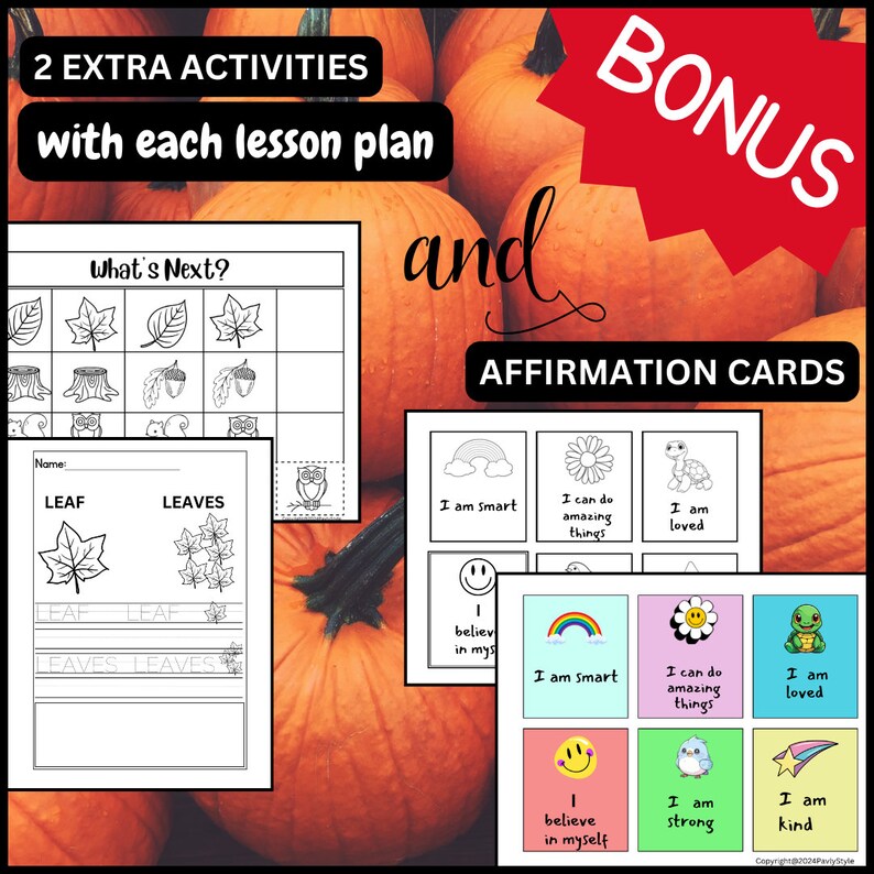 FALL/AUTUMN BUNDLE 12 Lesson Plans Bonus 3 Extra Products the Bundle ...