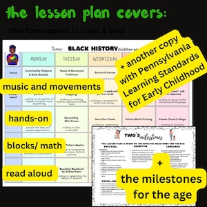 Black History Weekly Toddler Lesson Plan — PA Standards | Printables - Etsy