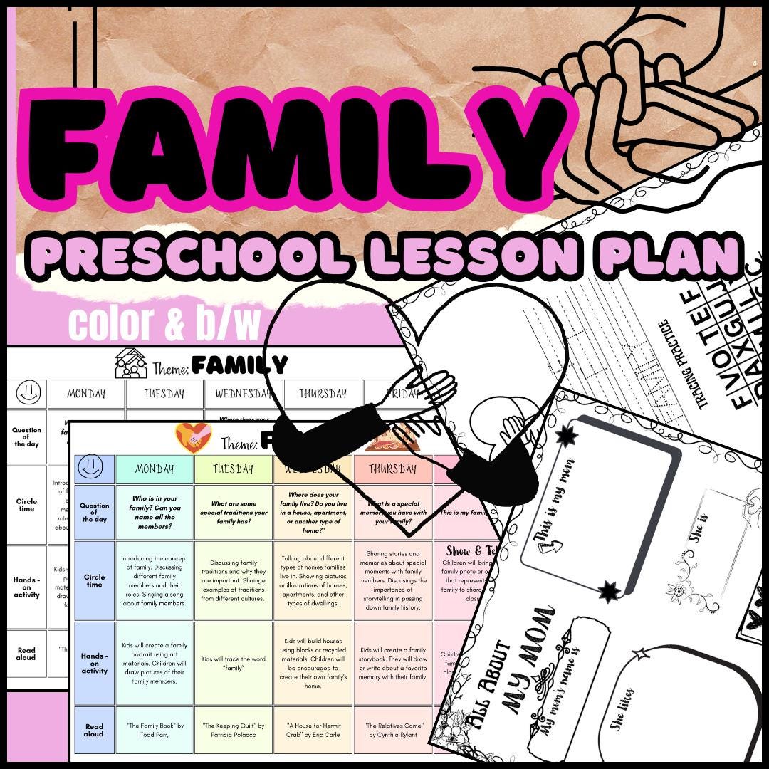 FAMILY- Preschool Weekly Lesson Plan - Etsy