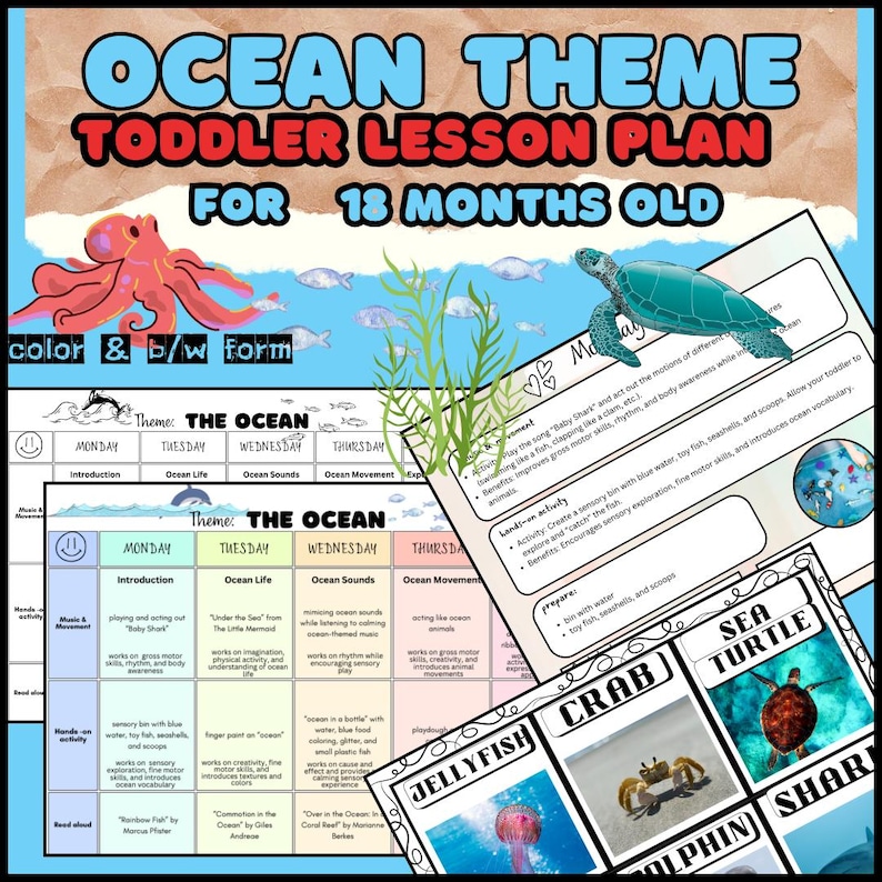 THE OCEAN- Toddler Weekly Lesson Plan (for 18 Months Old) - Etsy