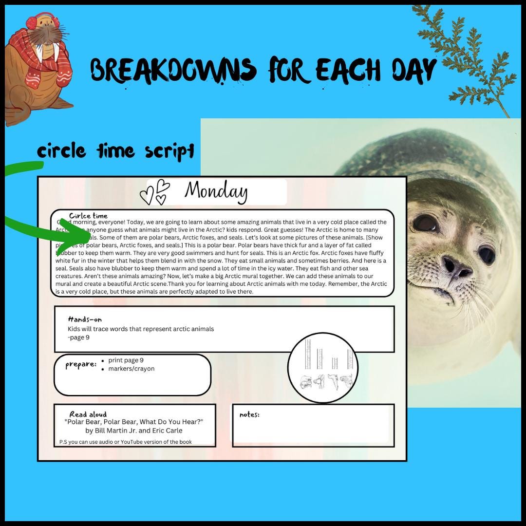 ARCTIC ANIMALS- Preschool Weekly Lesson Plan - Etsy