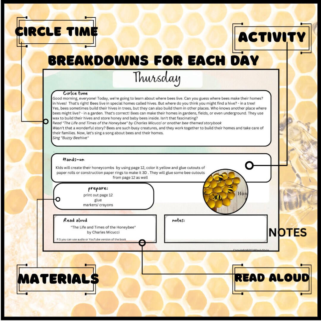 BEES Preschool Weekly Lesson Plan - Etsy
