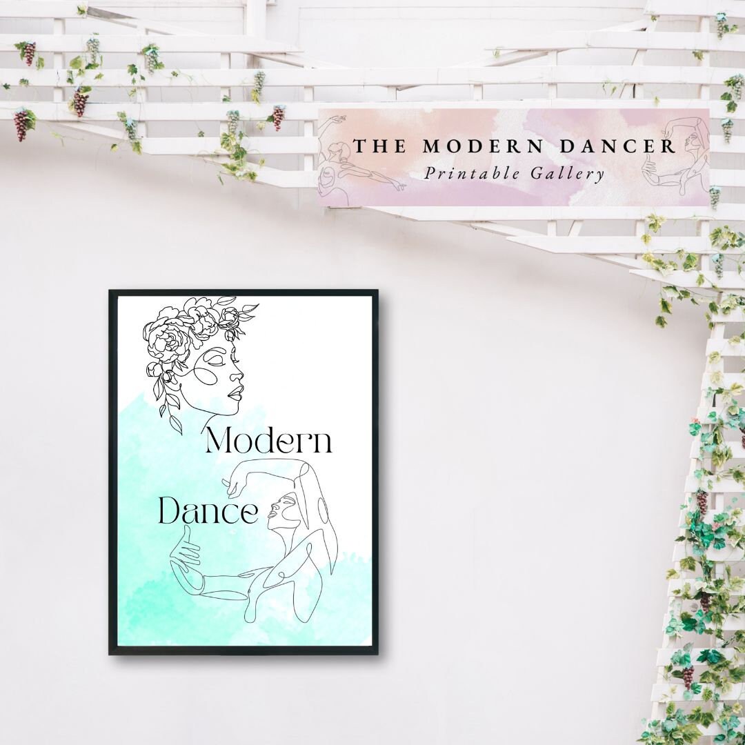 Modern Dance in Teal Printable Poster Wall Art - Etsy