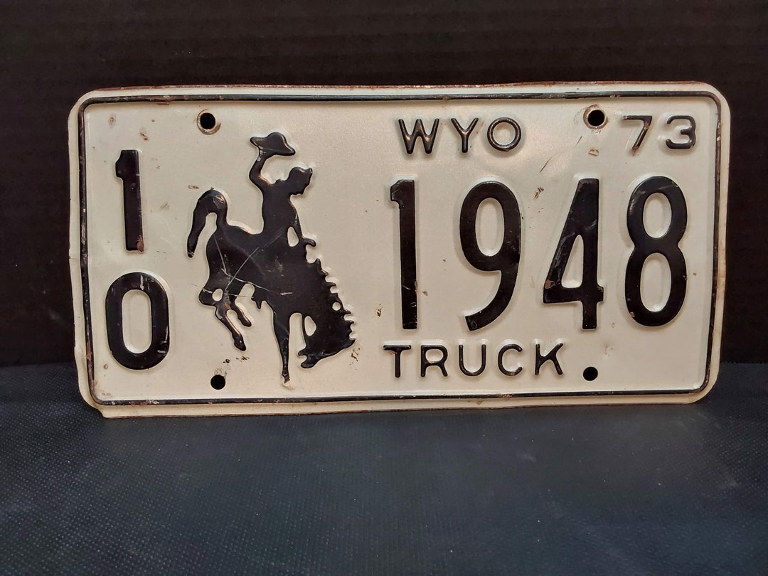 Vintage 1973 Wyoming Truck License Plate - Etsy