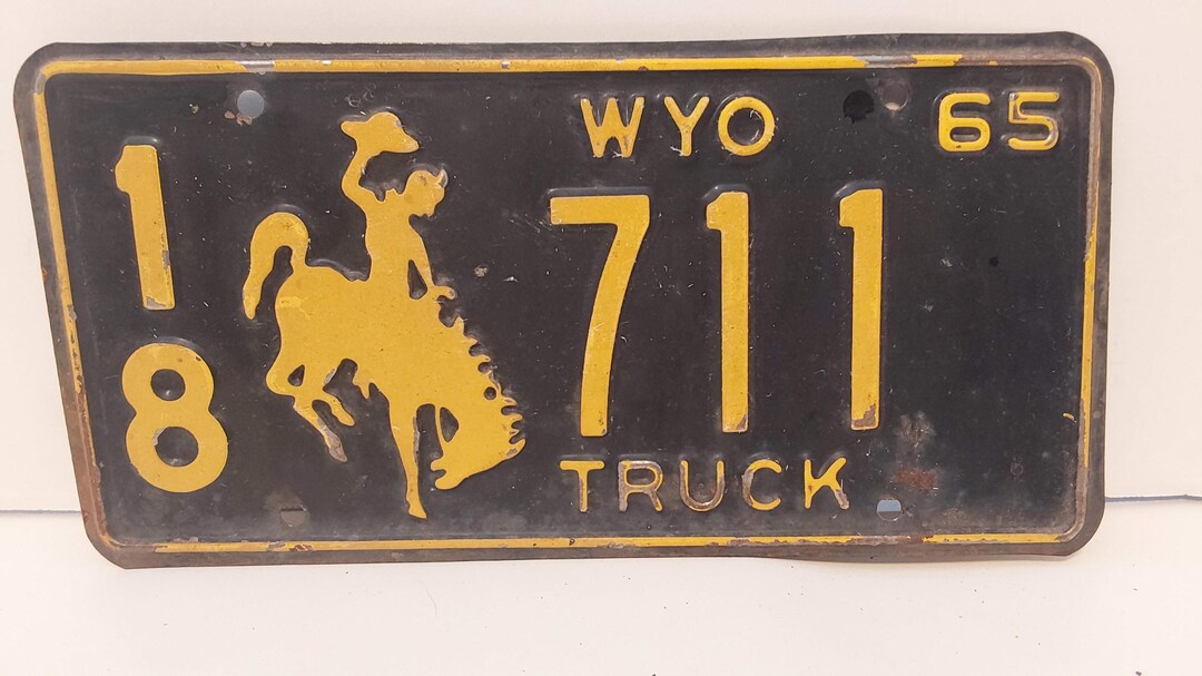 Vintage 1965 Wyoming Truck License Plate - Etsy