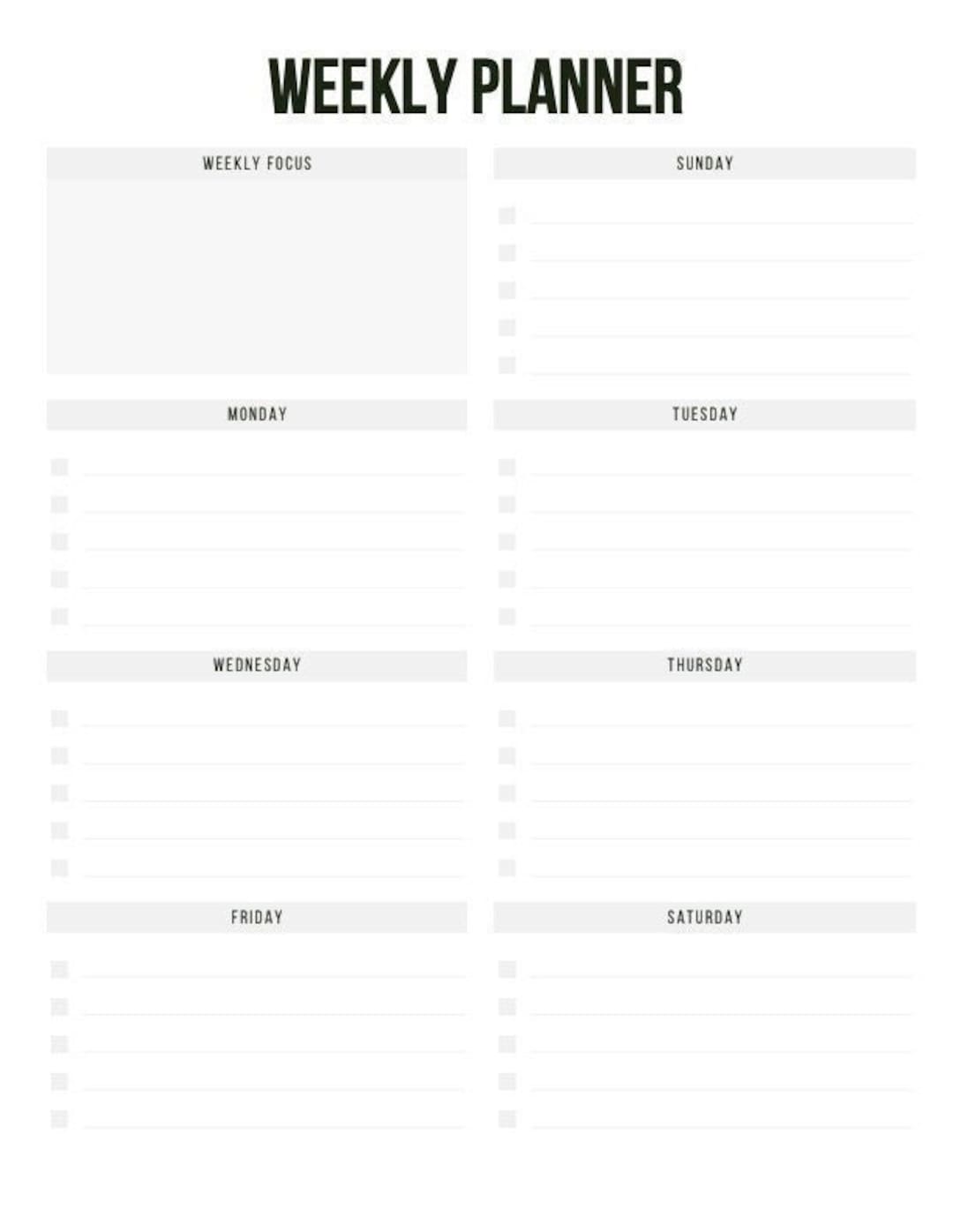 Minimal Weekly Printable Planner Download - Etsy