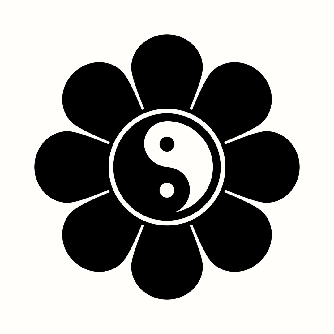 Yin Yang SVG, Spiritual Flower PNG, Retro Daisy Silhouette, 60s 70s ...