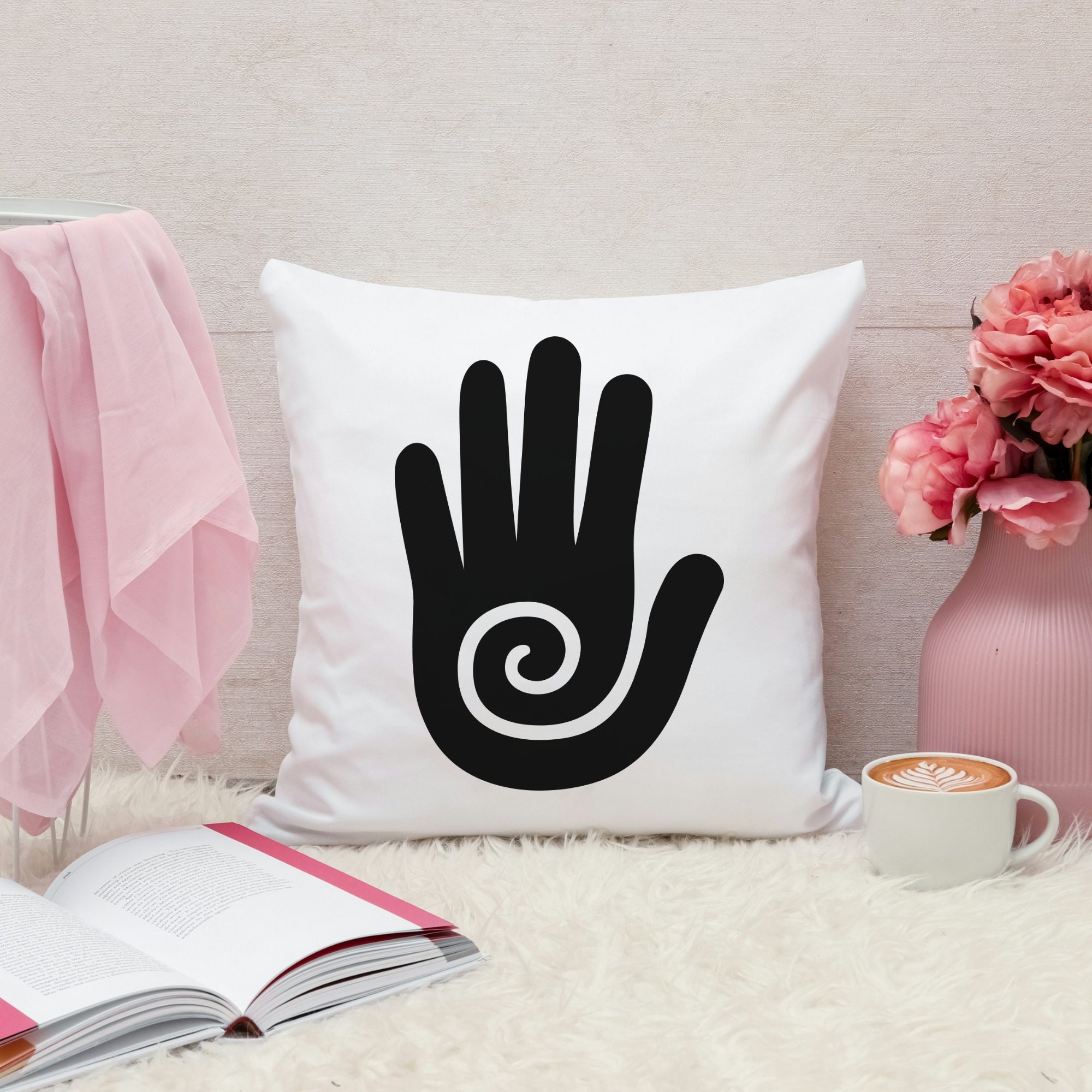 Mystic Hand SVG and PNG Digital File: Spiritual Palm Swirl Silhouette ...