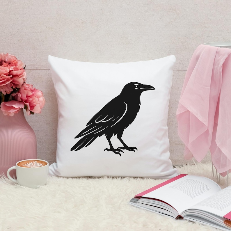 Crow SVG and PNG Digital File: Raven Silhouette for DIY Cricut Crafts ...