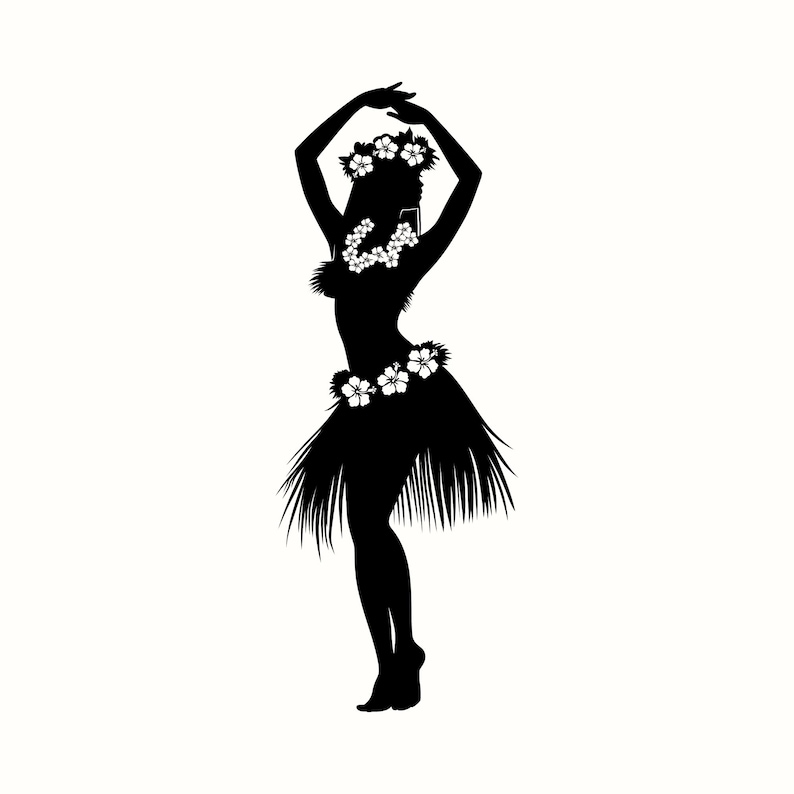 Hula Dancer SVG, Elegant Hula Girl Silhouette PNG, Hawaiian Luau Vector ...