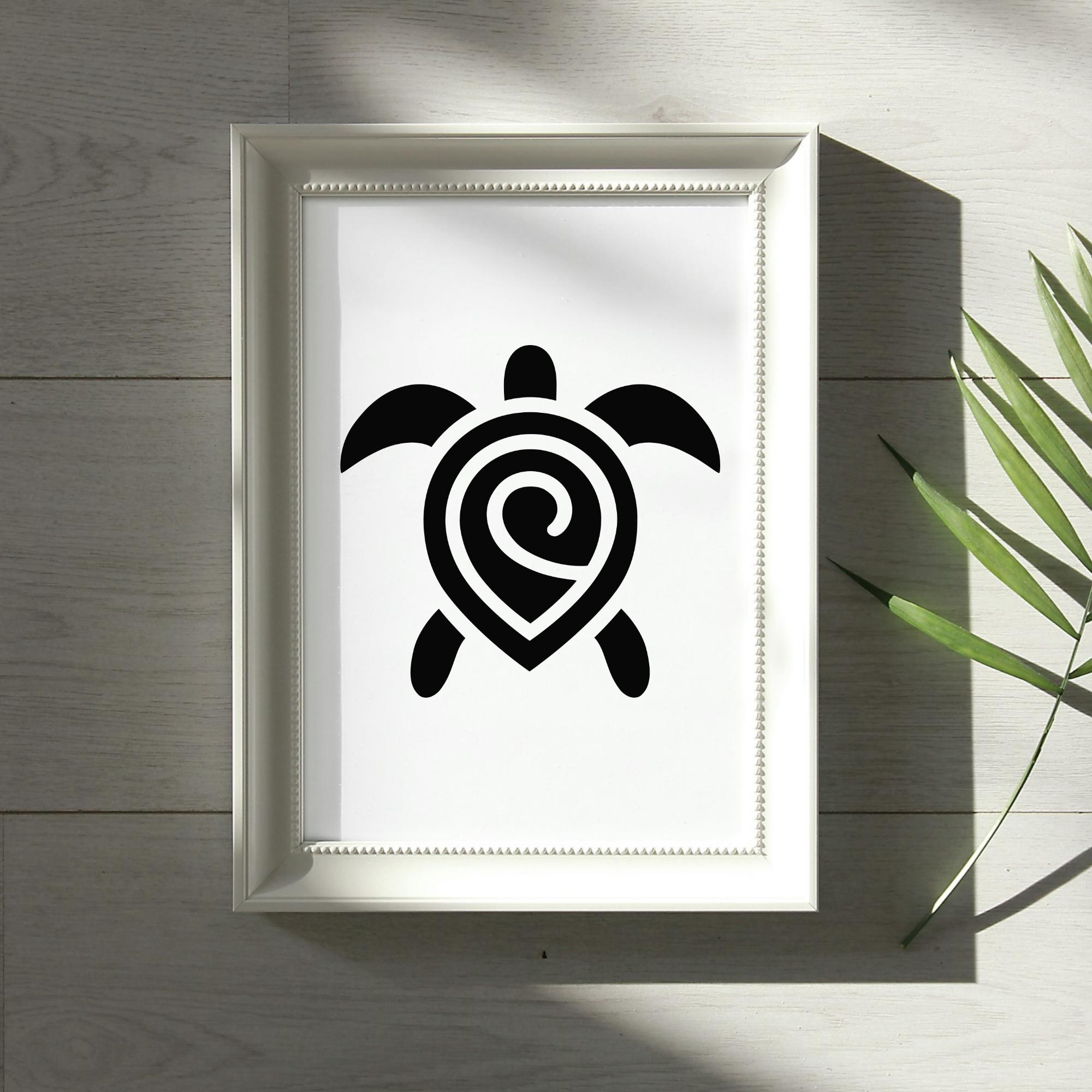 Sea Turtle SVG, Tribal Swirl PNG, Ocean Wildlife Silhouette, Boho ...