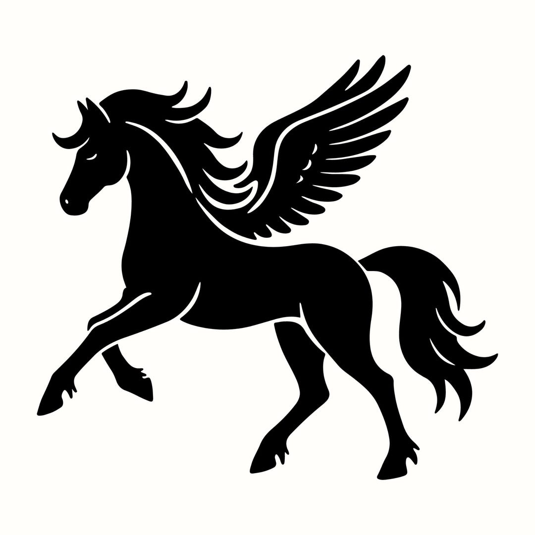 Pegasus SVG, Winged Horse PNG, Mythical Flying Horse Clipart, Fantasy ...