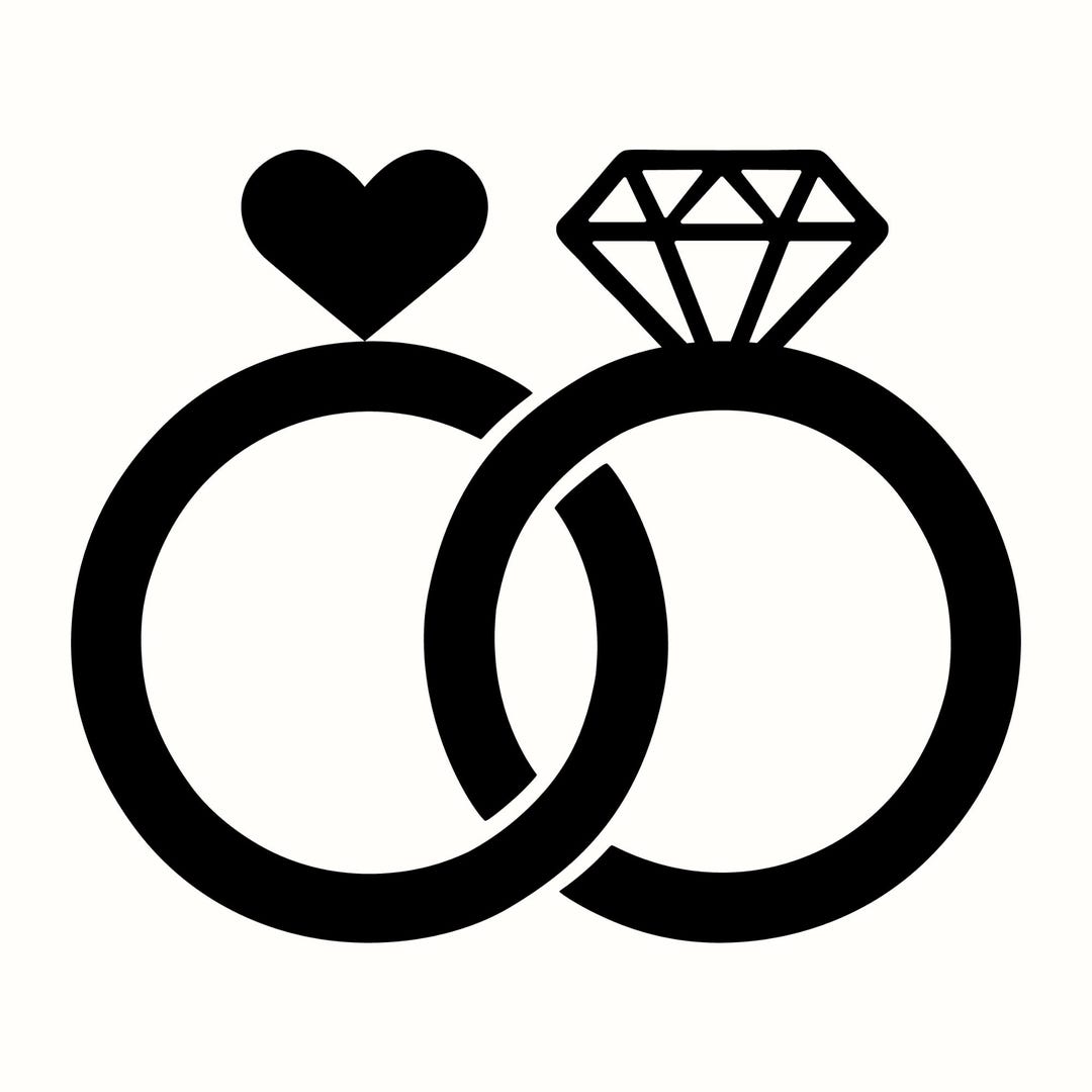 Wedding Rings SVG, Interlocking Ring Heart PNG, Engagement Clipart ...