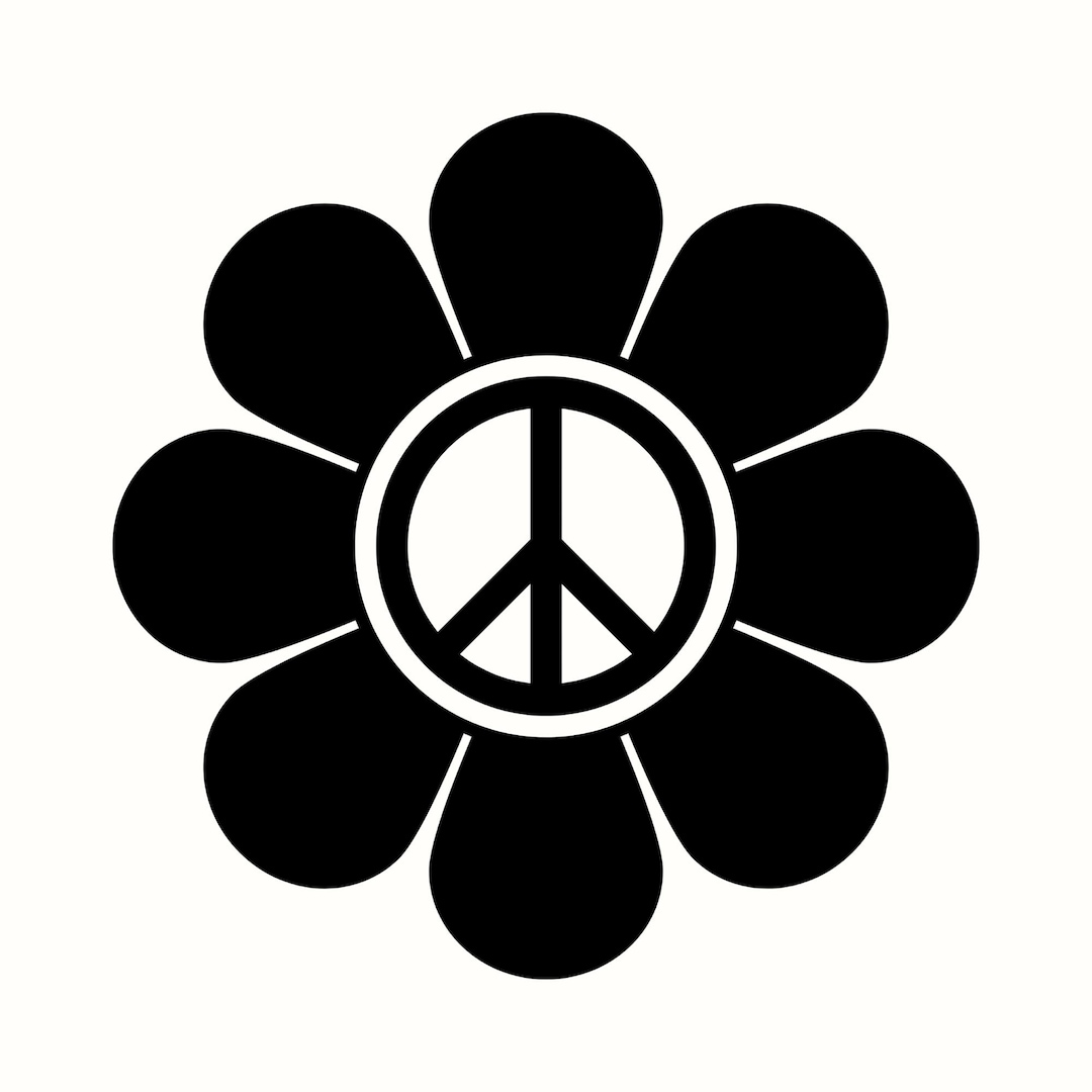 Peace Flower SVG and PNG: Retro Hippie Silhouette for Cricut Projects ...