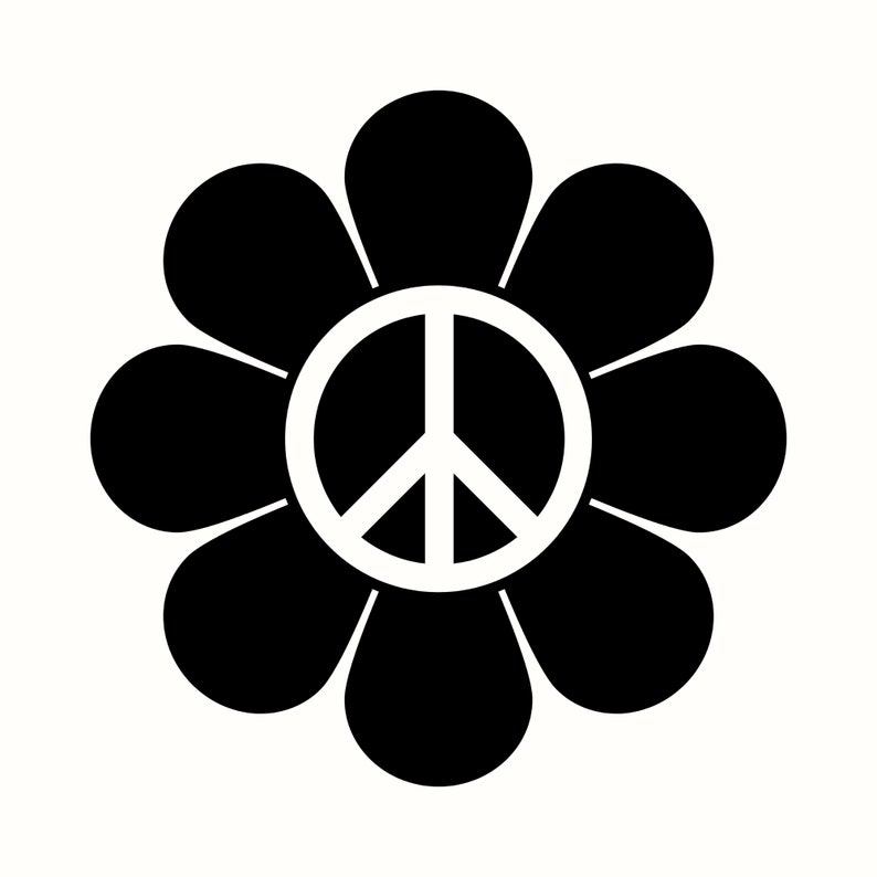 Peace Sign Flower SVG and PNG: Groovy Silhouette for Cricut Projects ...