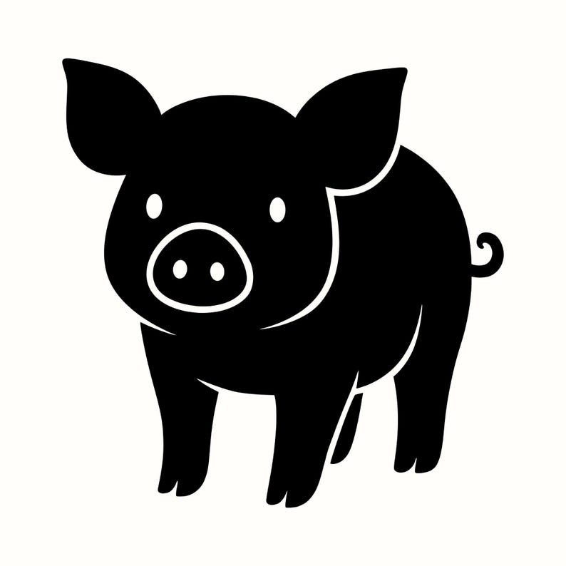 Pig SVG and PNG: Cute Farm Animal Silhouette for Cricut Projects ...