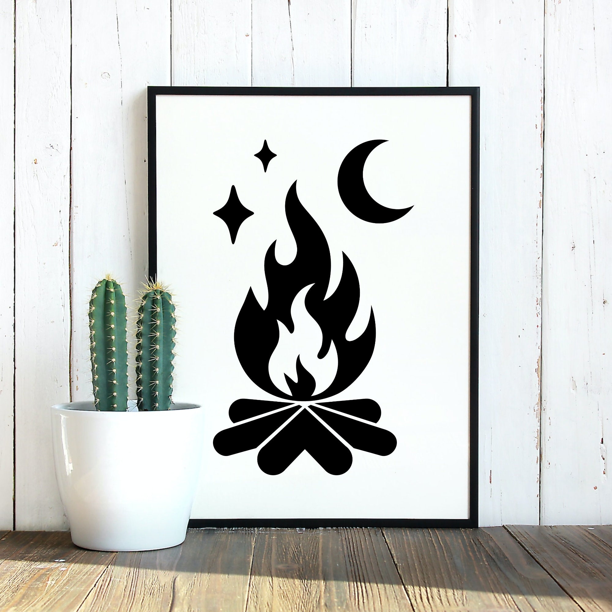 Campfire SVG, Crescent Moon Stars PNG, Outdoor Adventure Clipart ...