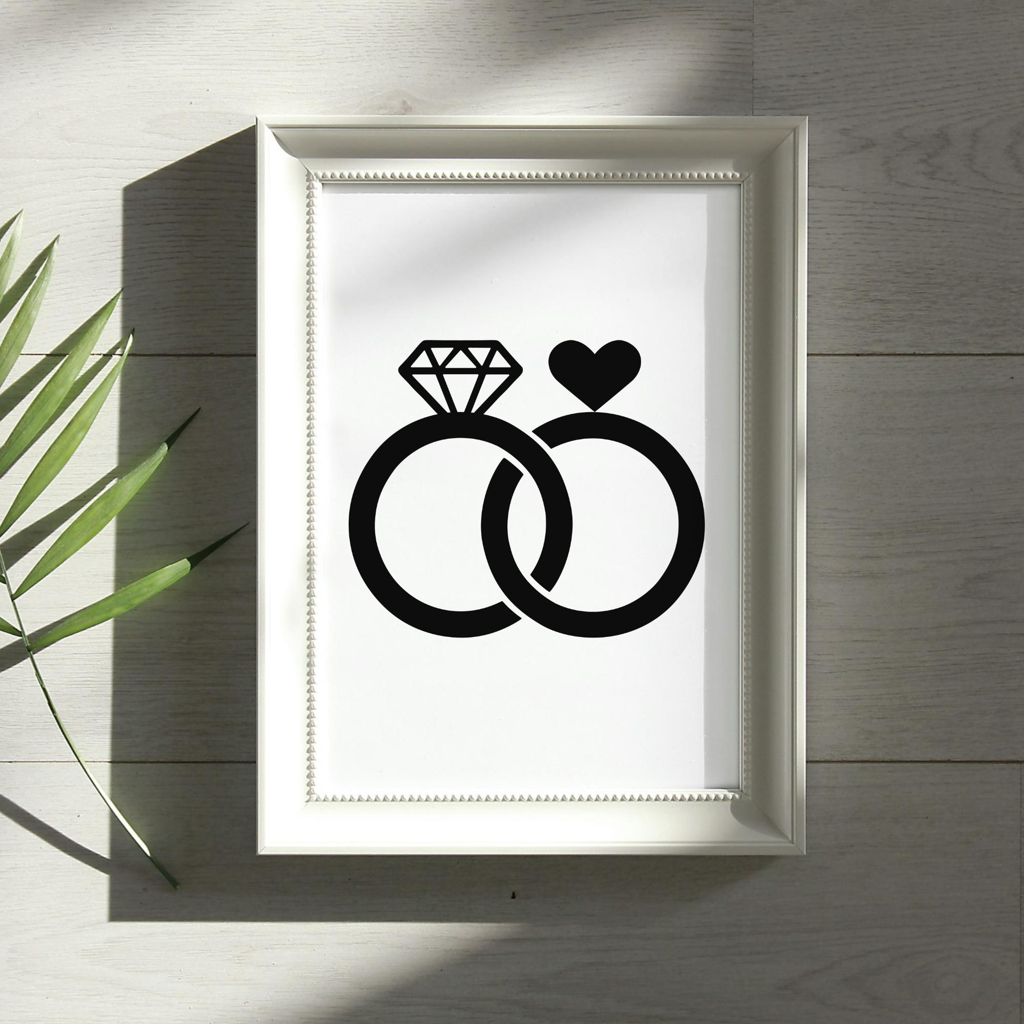 Wedding Rings Heart SVG and PNG: Romantic Interlocking Rings Silhouette ...