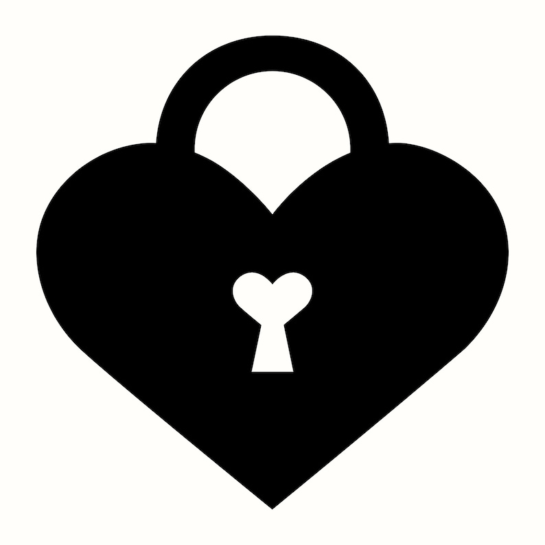 Black Lock Svg Locket Clipart Heart Shape Vector Valentines - Etsy