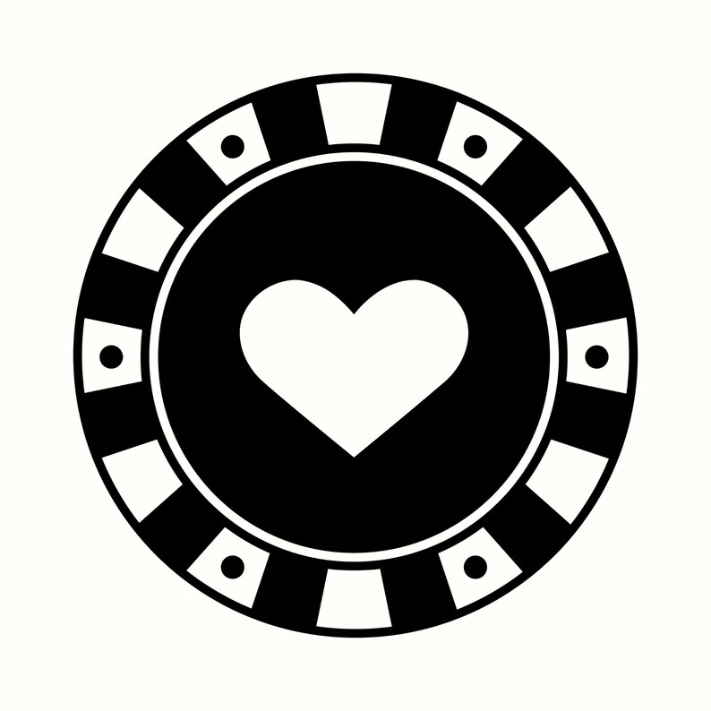 Poker Chip SVG and PNG: Heart Suit Silhouette for Cricut Projects ...