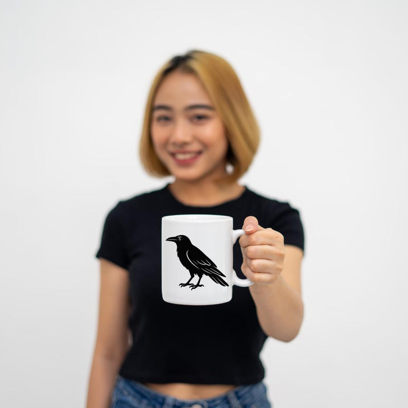 Crow SVG and PNG Digital File: Black Raven Silhouette for Cricut ...