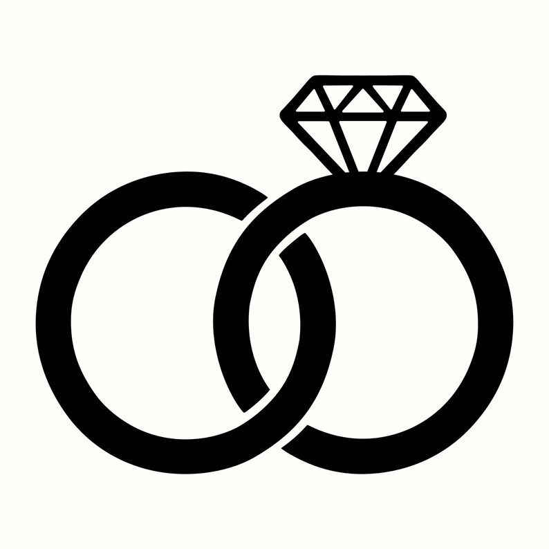 Interlocking Wedding Rings SVG and PNG: Minimal Ring Silhouette for ...