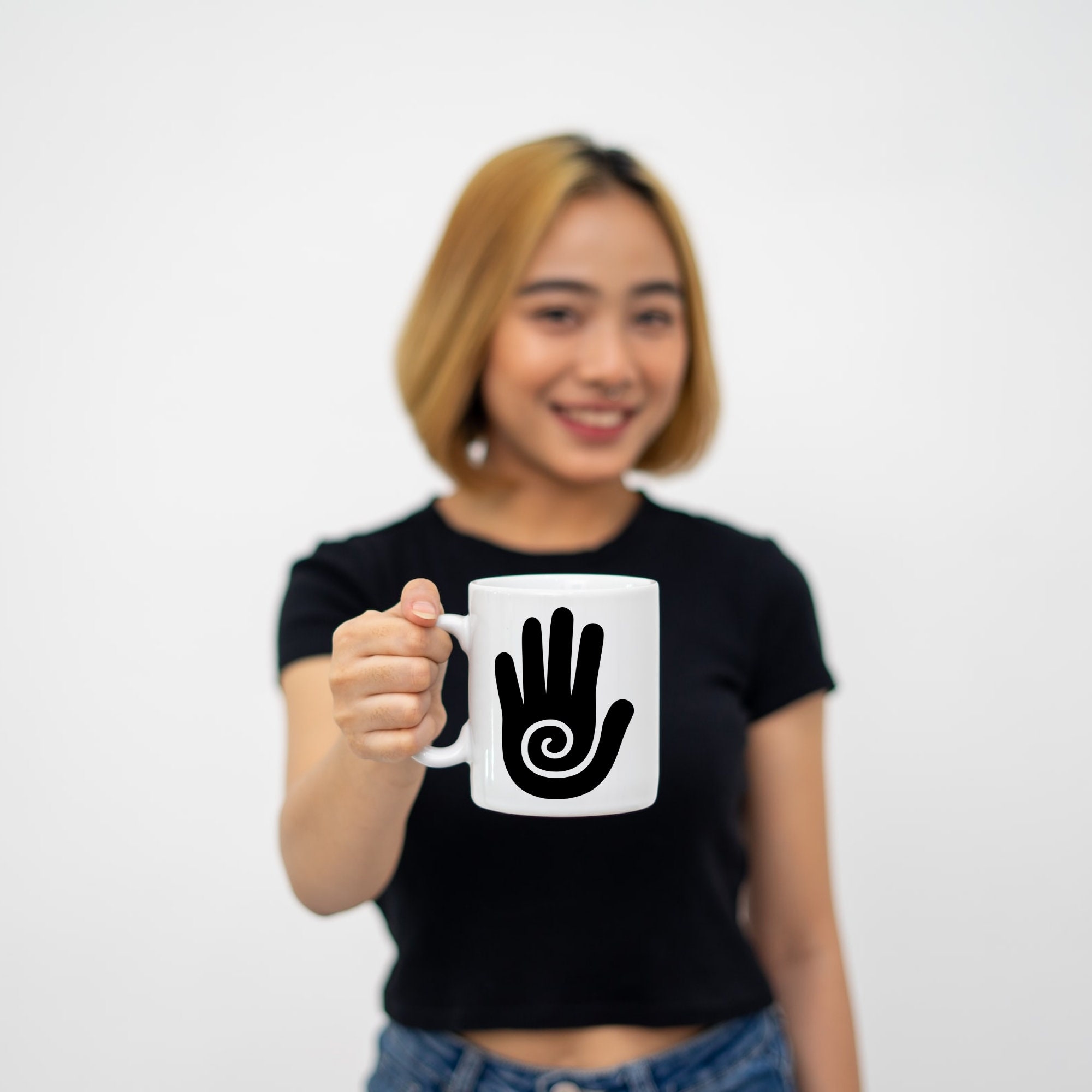 Spiral Hand SVG, Swirly Palm PNG, High Five Design, Spiritual Clipart ...