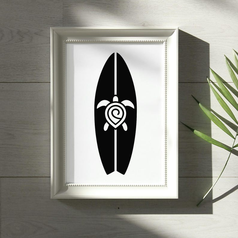 Sea Turtle Surfboard SVG and PNG: Island Wildlife Silhouette for Cricut ...