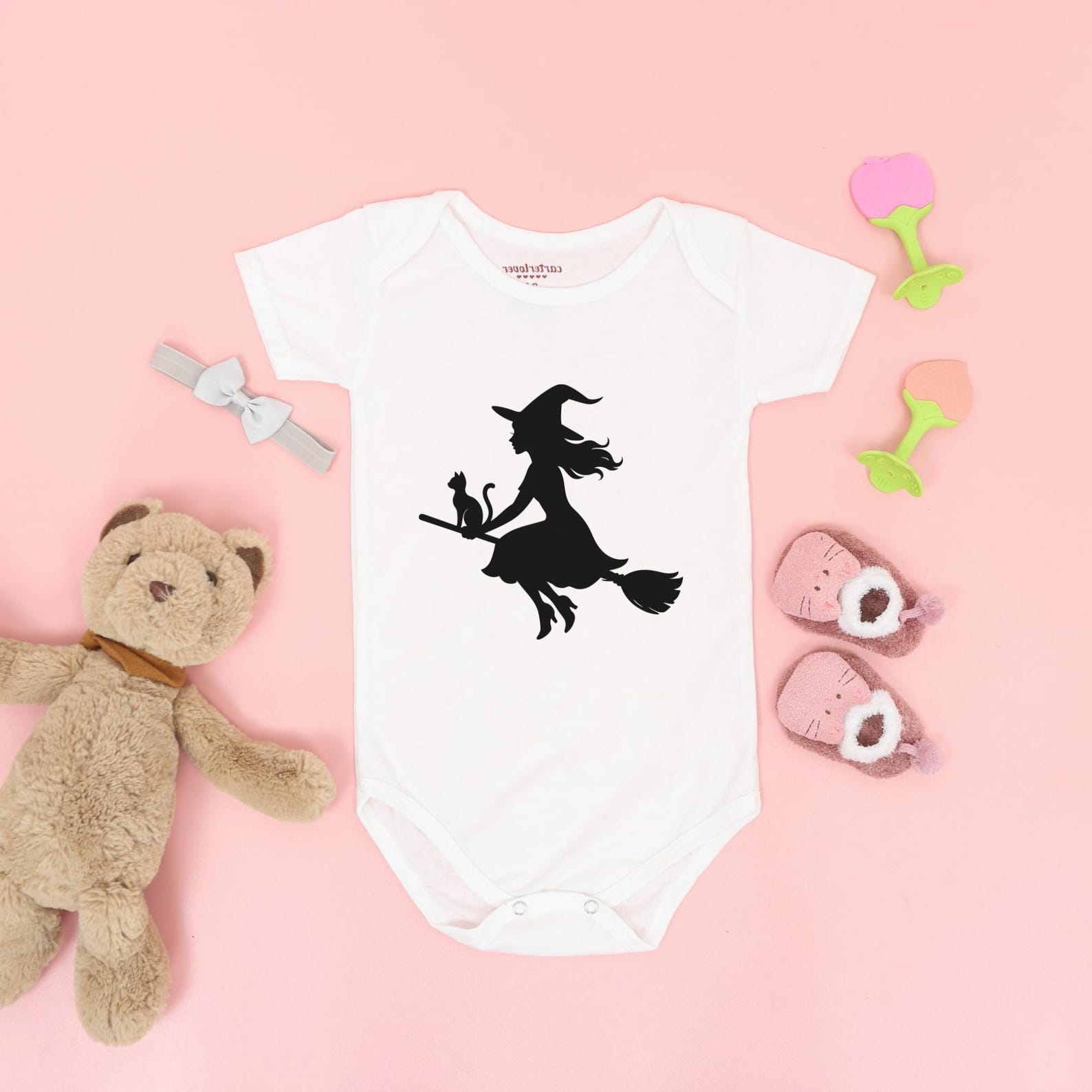 Pretty Witch SVG, Black Cat Broom PNG, Magical Silhouette Clipart ...