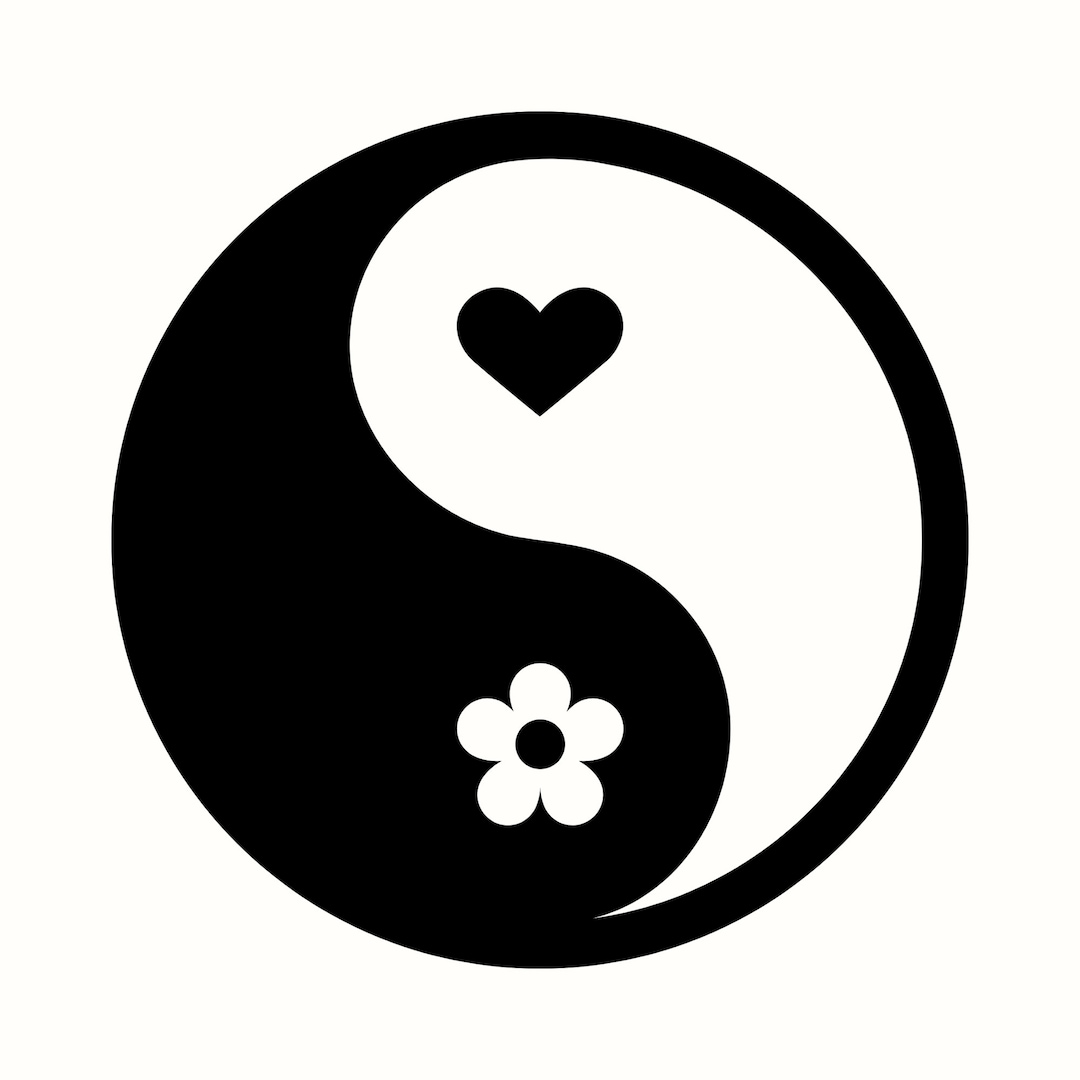 Yin Yang Flower SVG, Zen Symbol PNG, Boho Spiritual Wall Art, Heart ...