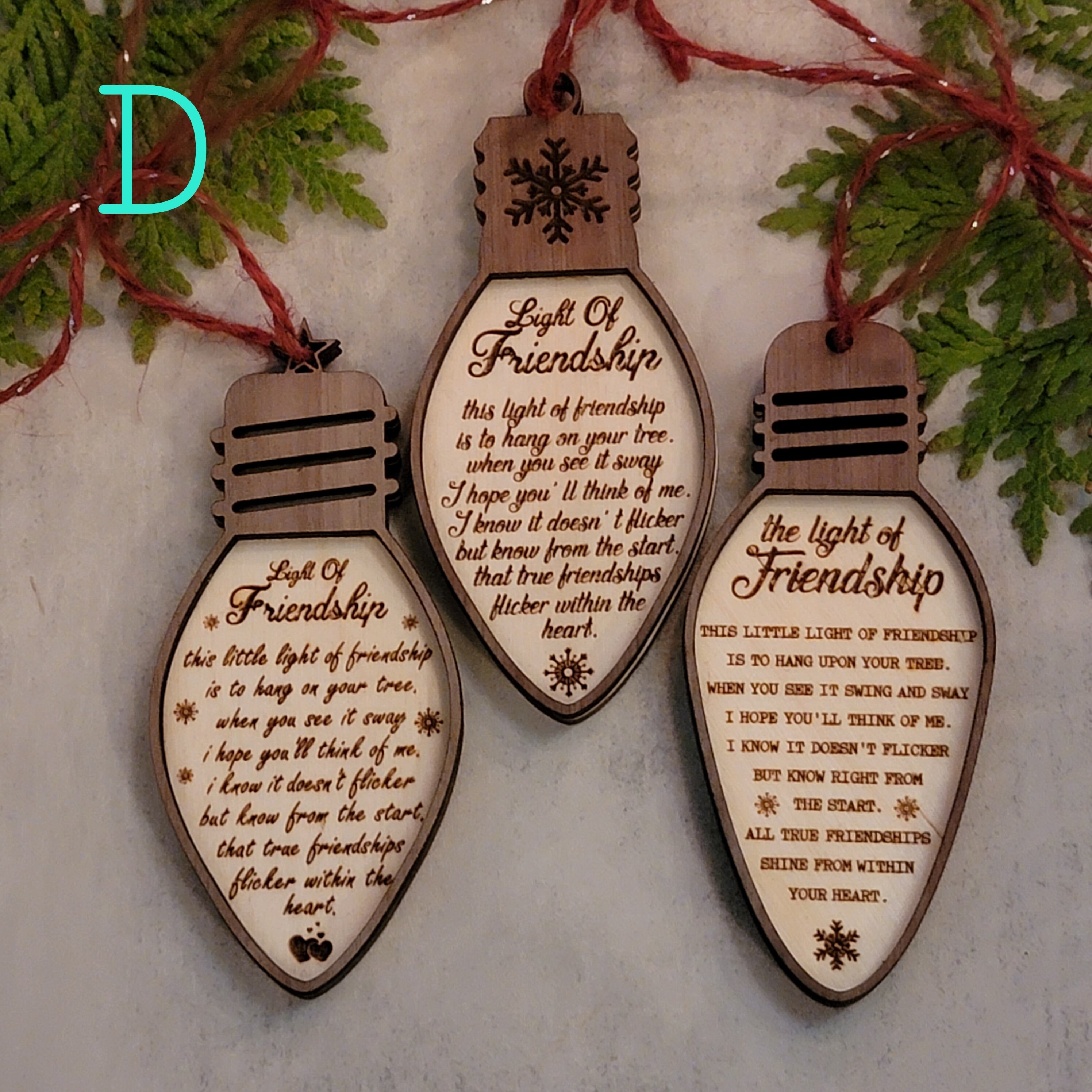 Wooden Friendship Ornament Laser Cut Laser Engraved - Etsy