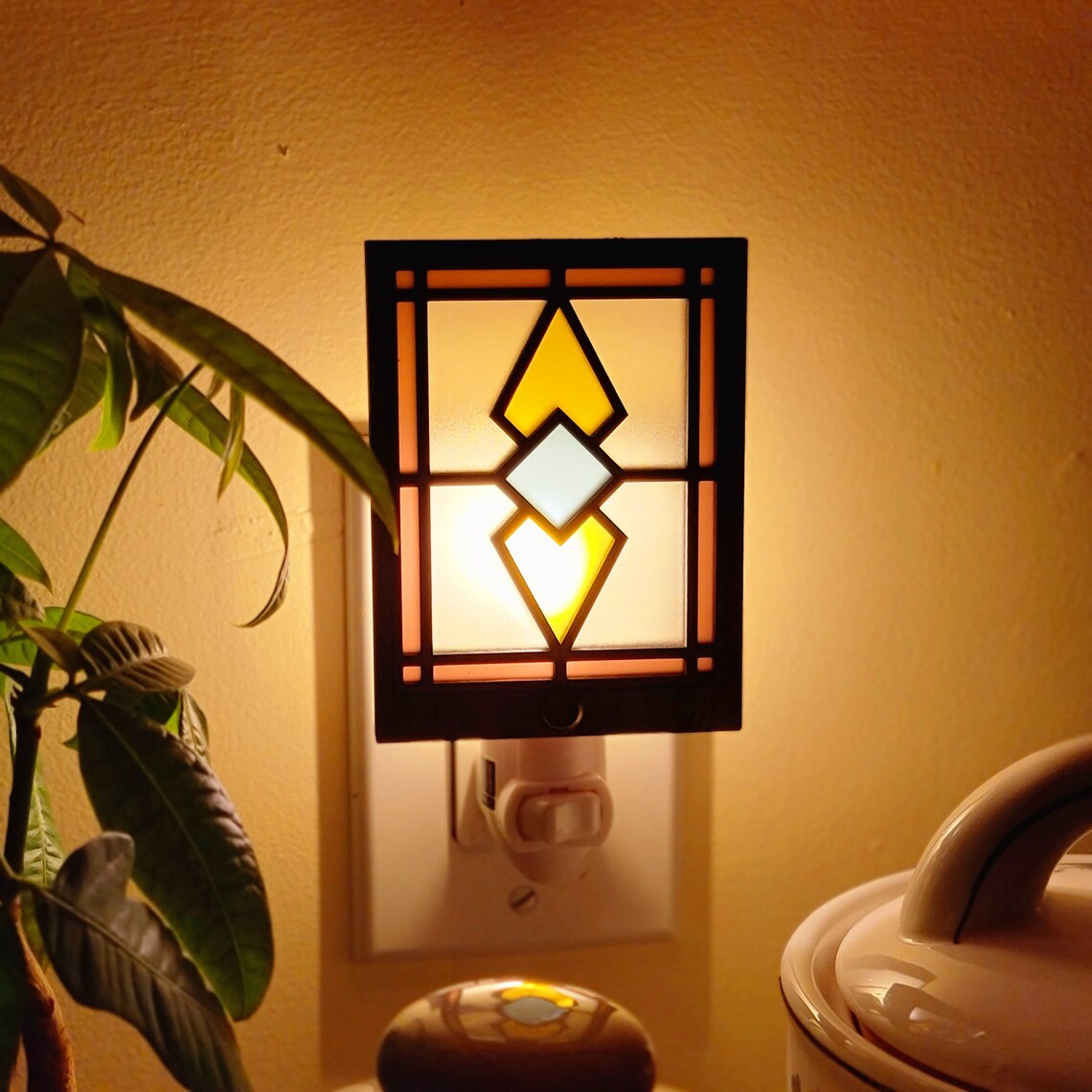 Little Stained Glass Window Night Light, Unique Home Decor, Kitchen and ...