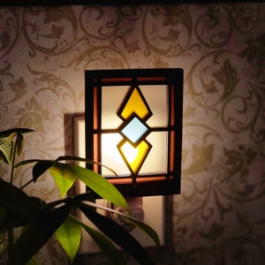 Little Stained Glass Window Night Light, Unique Home Decor, Kitchen and ...