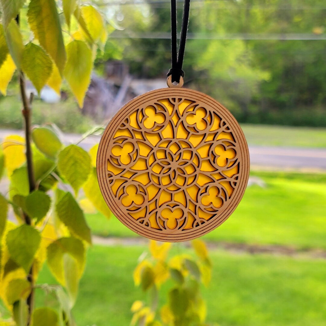 Gothic Cathedral Window Suncatcher Mini, Window Charm, Round Acrylic ...