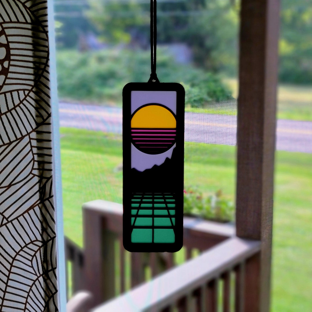 Retro Sunset Suncatcher Retrowave Home Decor Synthwave Art 80s ...