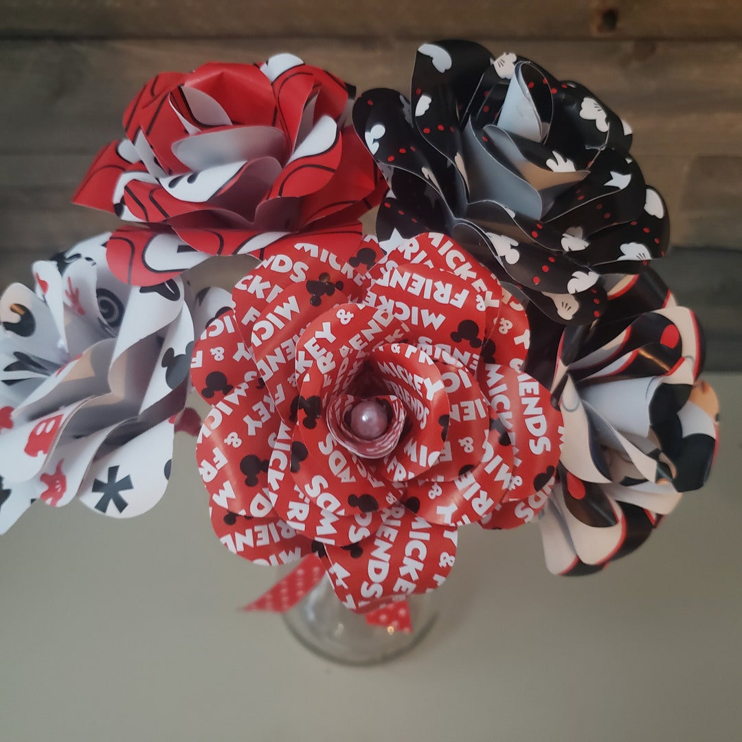 Mickey Mouse Themed Paper Flowers With Bendable Stems and - Etsy