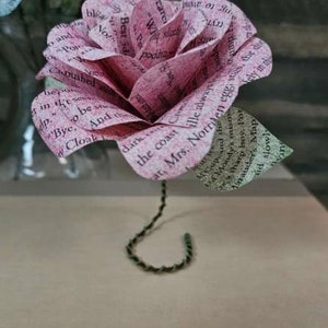 Book Page Paper Flowers Handmade to Order With Custom Colors Quantity 6 ...