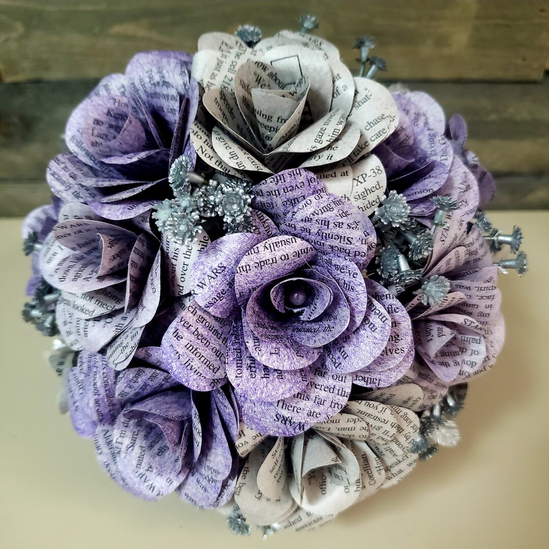 Book Page Bridal Bouquet With 4 Coordinating Corsages and Butoneers ...