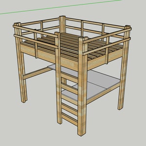Double Loft Bed With Desk Plans & Instructions (easy) - Etsy