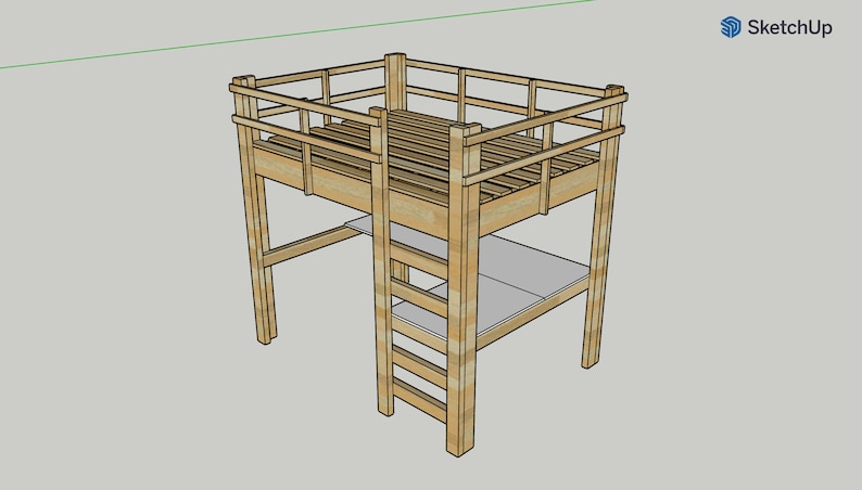 Double Loft Bed With Desk Plans & Instructions (easy) - Etsy