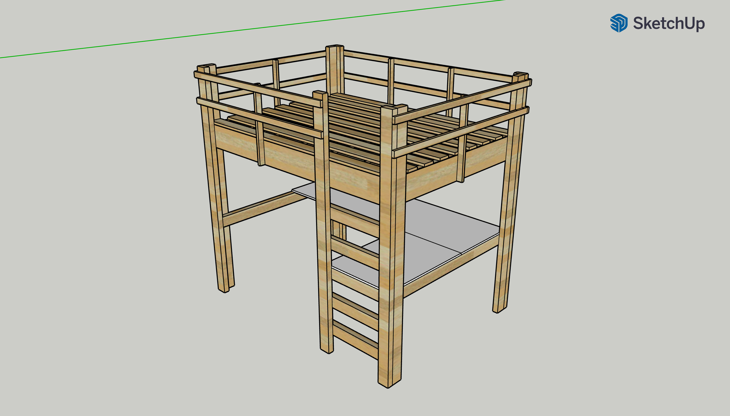 Double Loft Bed With Desk Plans & Instructions (easy) - Etsy