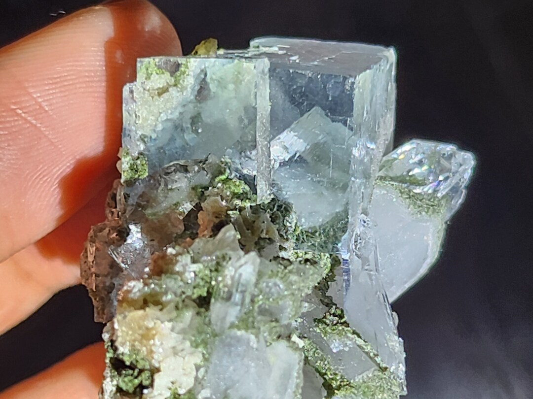 Glassy Clear Fluorite Cubes on Chlorite Quartz Cluster W/mica - Etsy