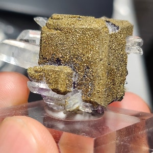 Pyrite Covered Purple Fluorite Cube With Quartz Points and Ferberite ...