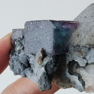 Bi-color Perfect Cubic Fluorite W/ Pyrite Covered Surface, Quartz ...