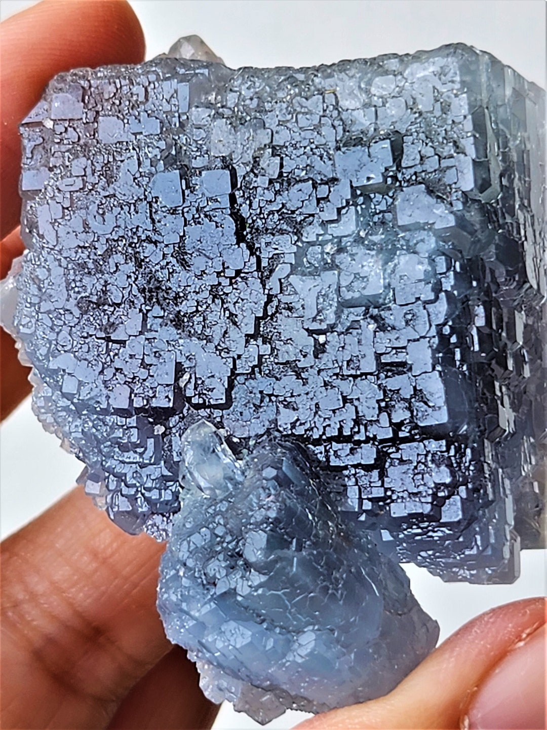 Hydrothermally Etched Blue and Purple Cubic Fluorite Specimen W ...