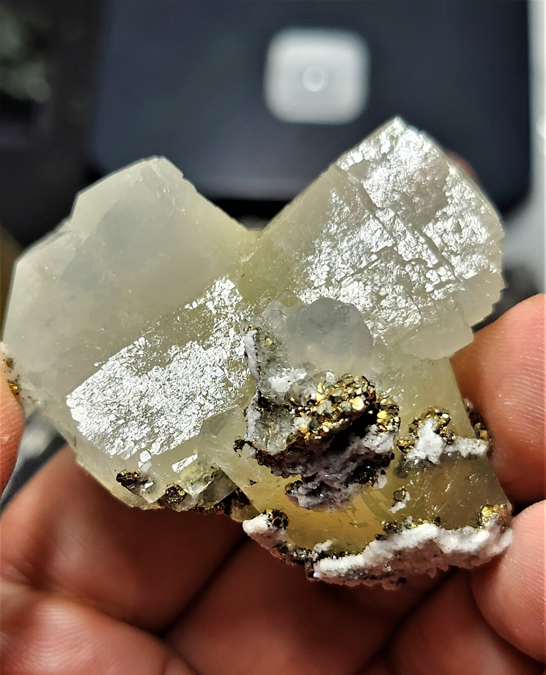 Column Calcite With 'mercedes' Termination and Pyrite From Anhui ...