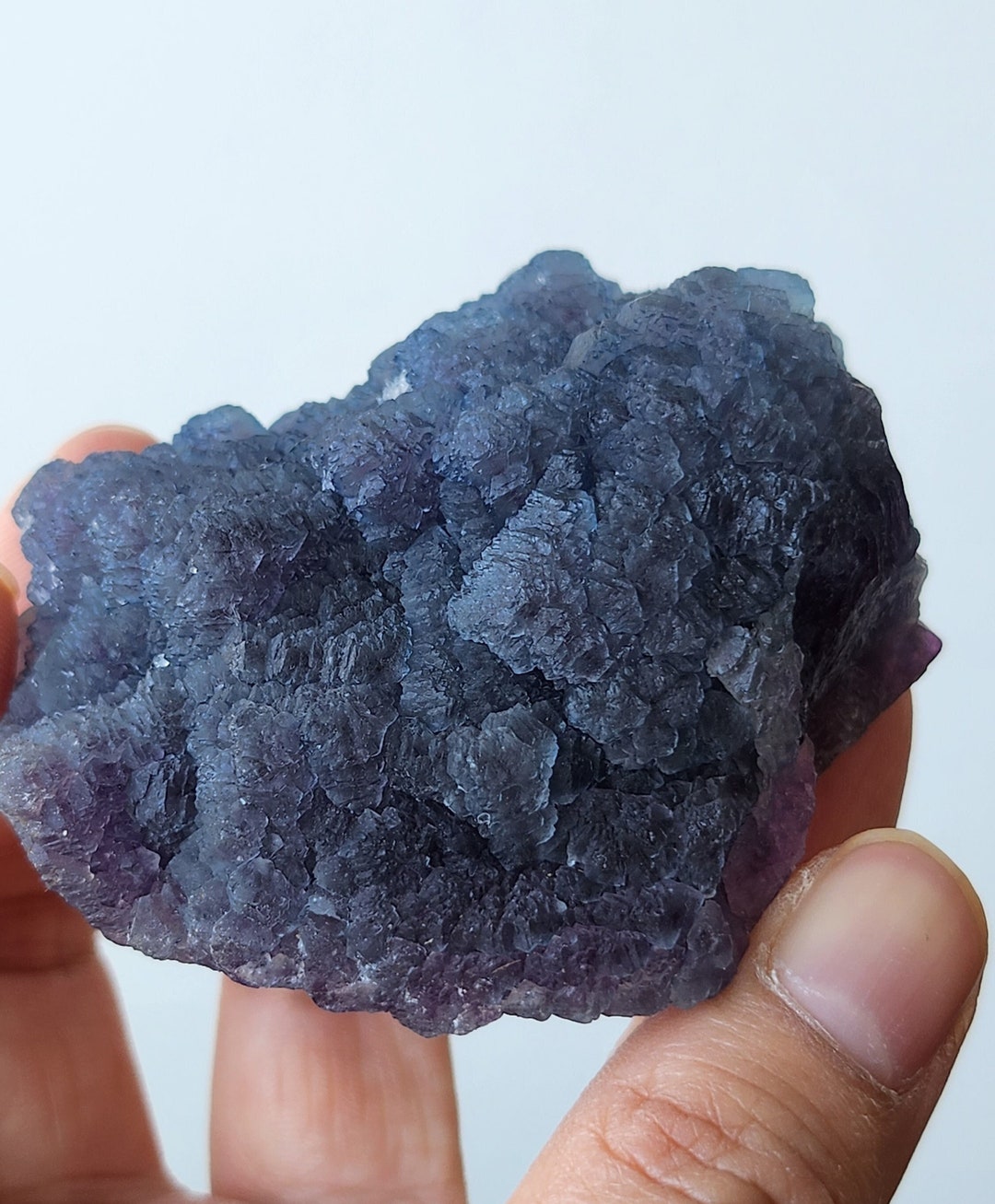 Blueberry Fluorite Specimen - Blue Fluorite Covering Quartz Point ...